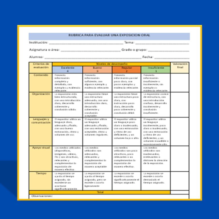 Rubricas para evaluar una exposición oral - Docentes al Dia DJF